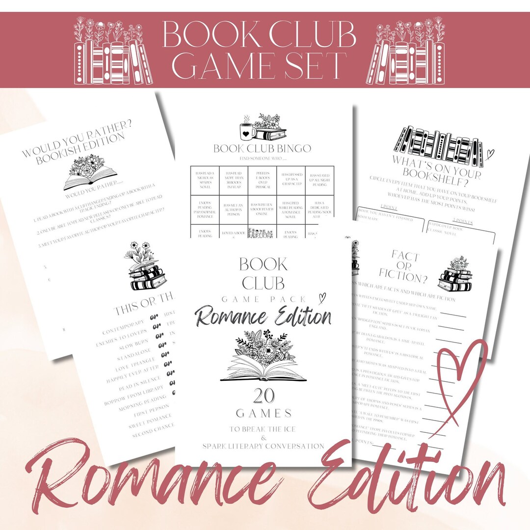 Book Club Games Romance Edition | Set of 20 Printable Games & Ice ...
