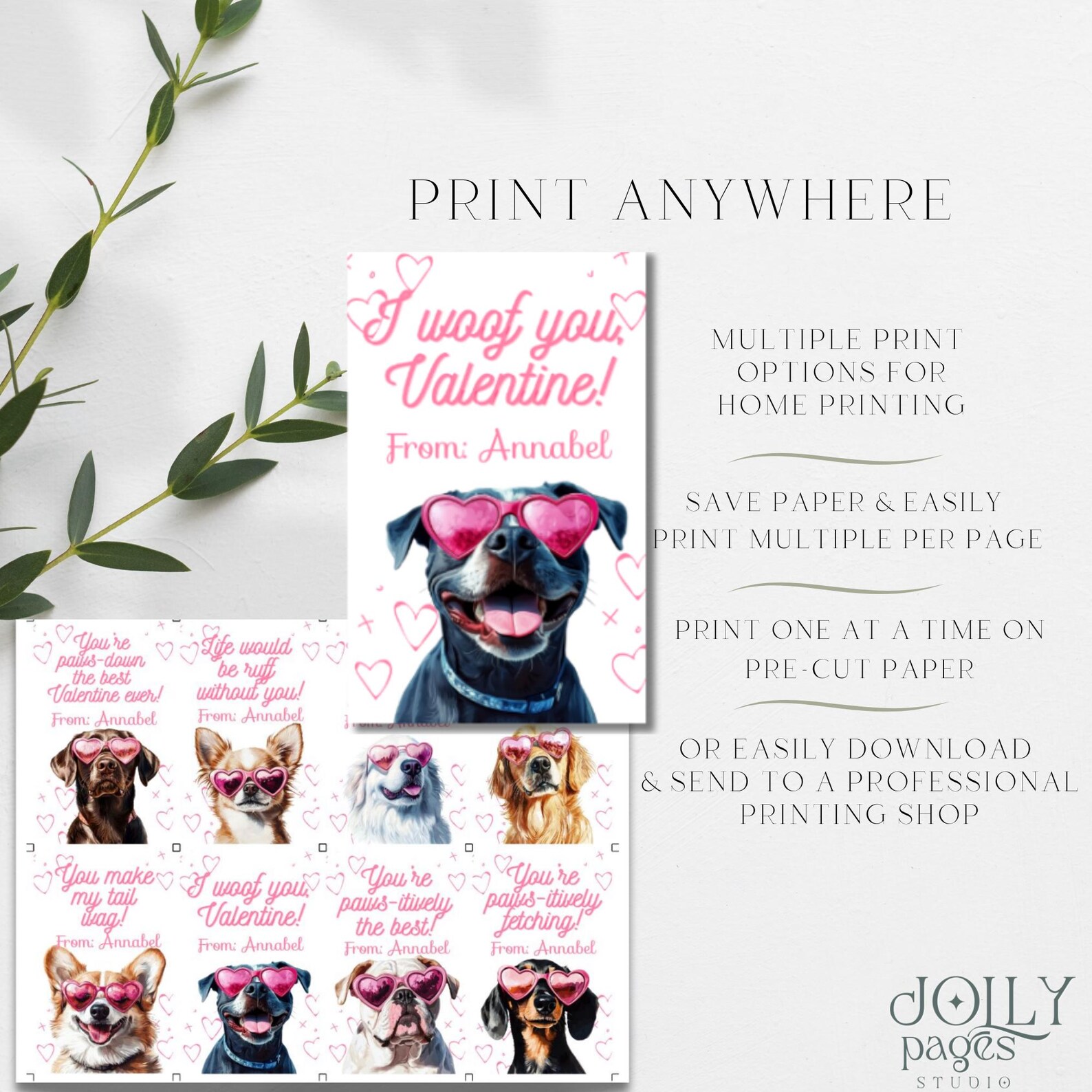Printable Valentine Cards Watercolor Dogs With Heart Glasses Punny ...