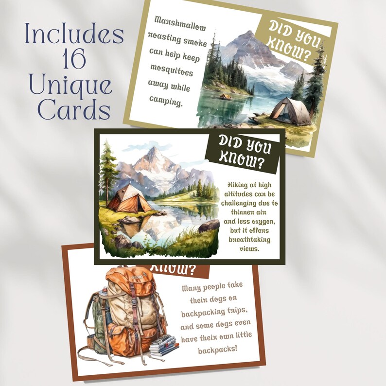 Camping Facts Lunchbox Notes | Outdoor Adventure Cards | Nature Science ...