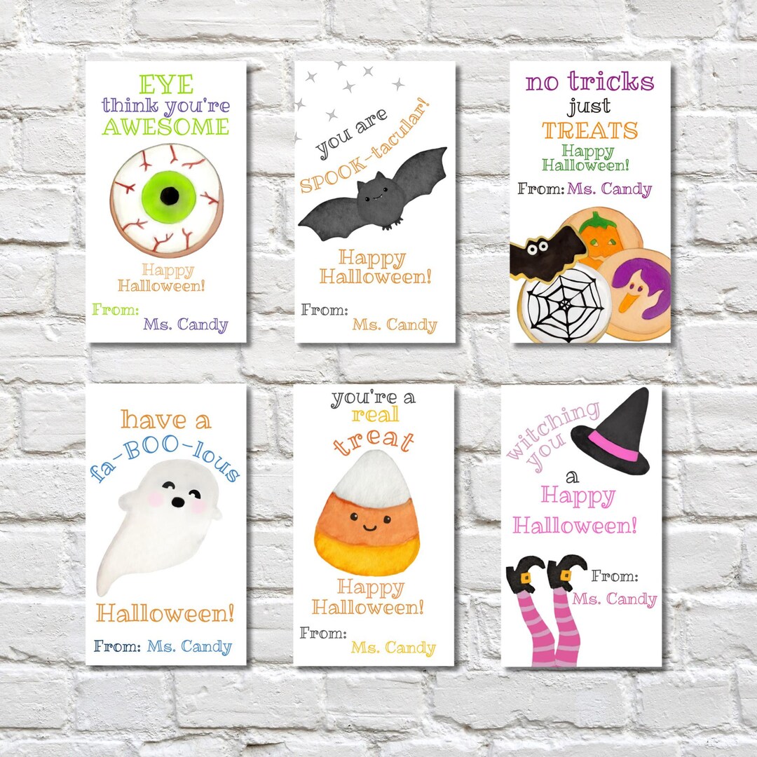 Halloween Gift Tag Templates | 6 Unique Watercolor Hand Painted Designs ...