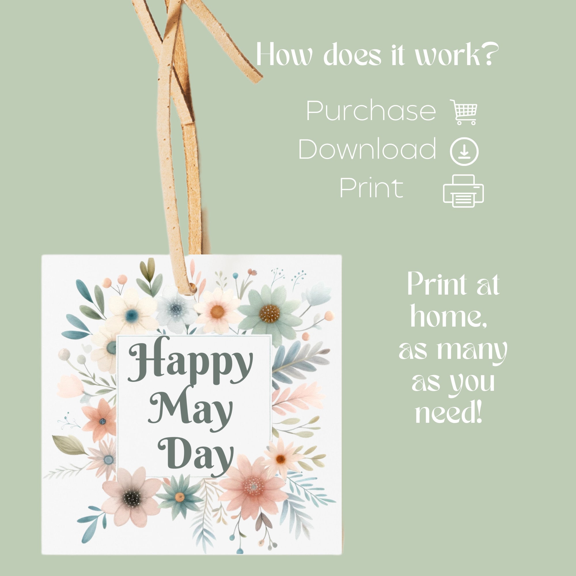 May Day Printable Gift Tags | Square Gift Tags | May Day Basket Tag ...