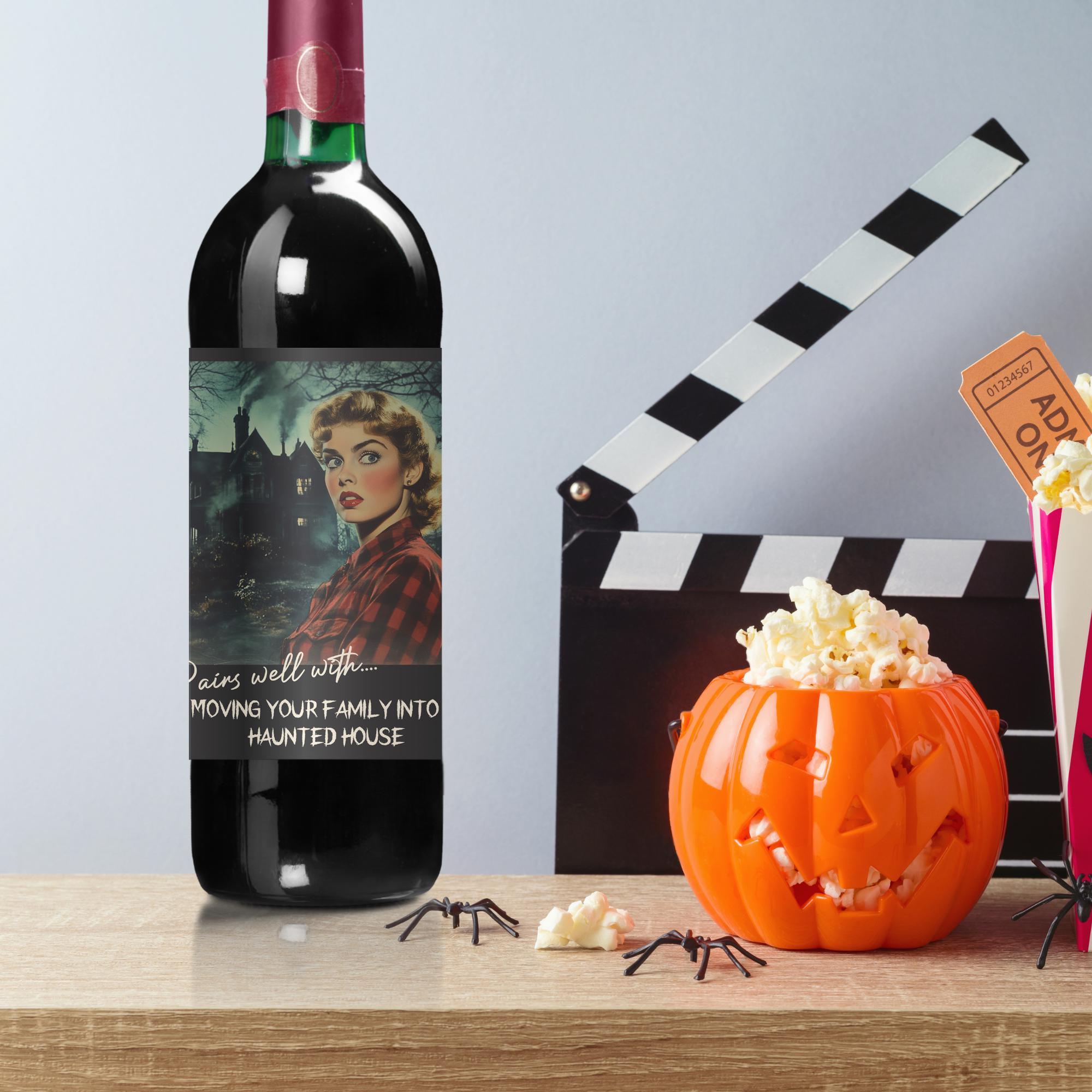 Vintage Scary Movie Wine Labels: Halloween Party Decor (instant ...