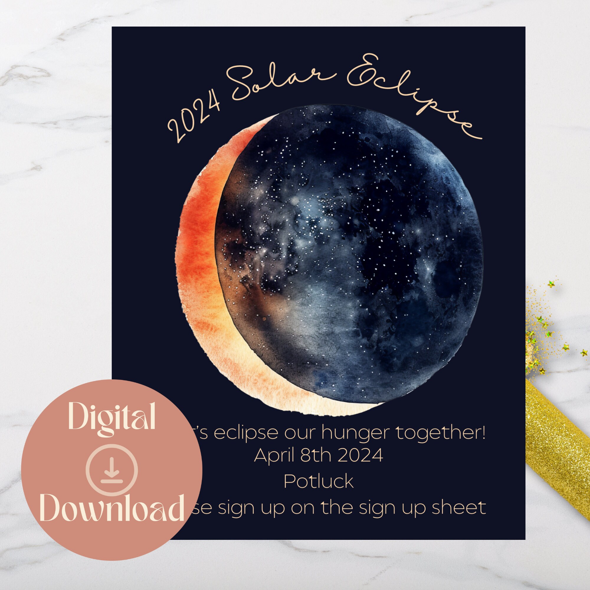Solar Eclipse 2024 Potluck Poster and Sign up Sheet Work Potluck Sign ...