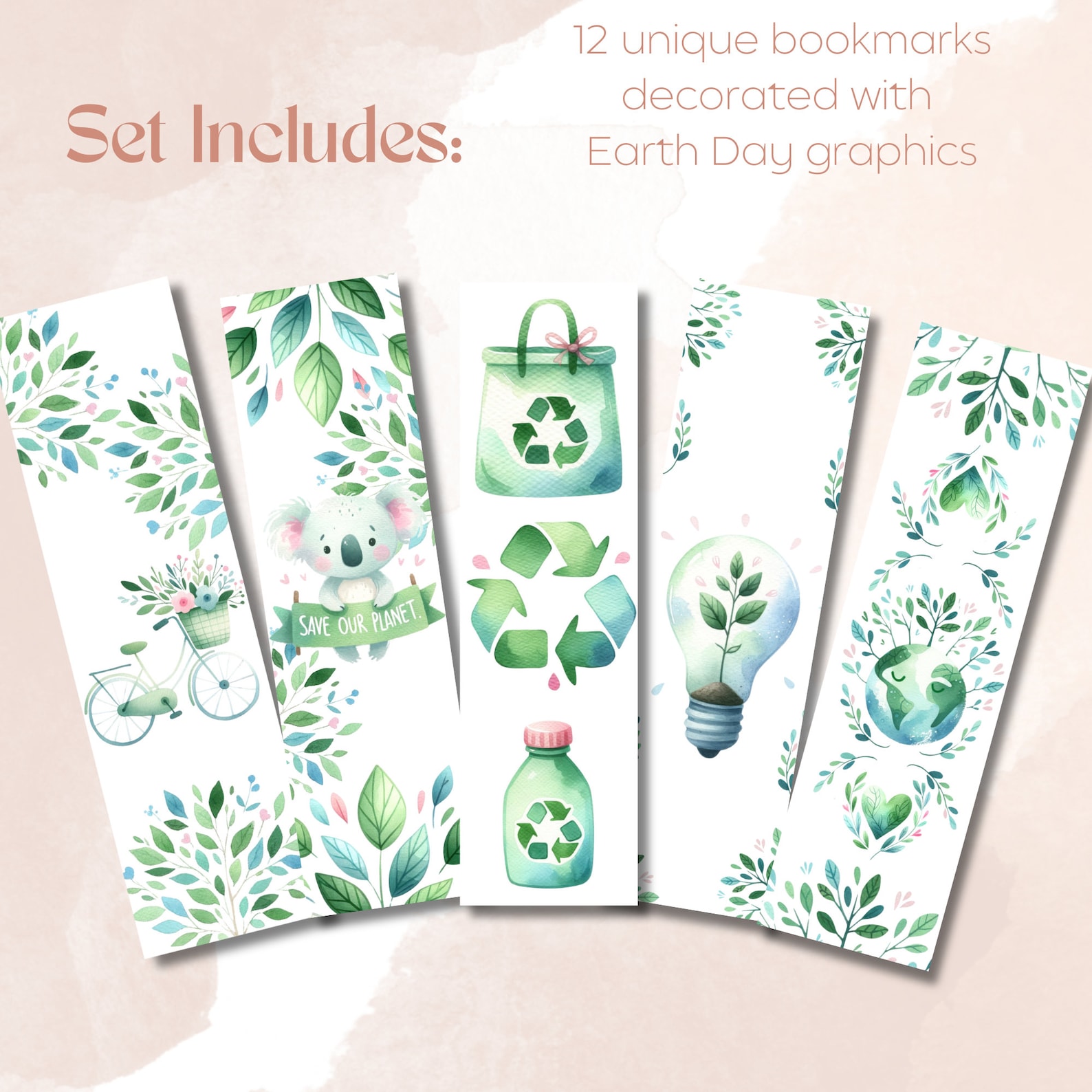Earth Day Bookmarks: Conservation Theme, Set of 12 (PDF Download) - Etsy