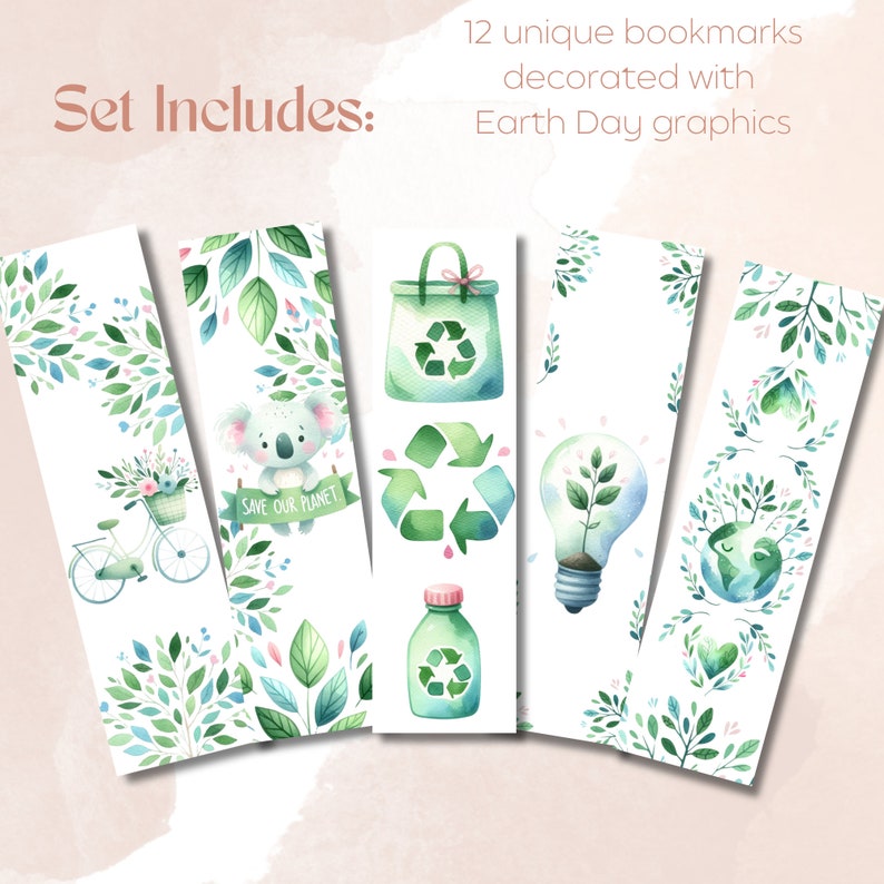 Earth Day Bookmarks: Conservation Theme, Set of 12 (PDF Download) - Etsy