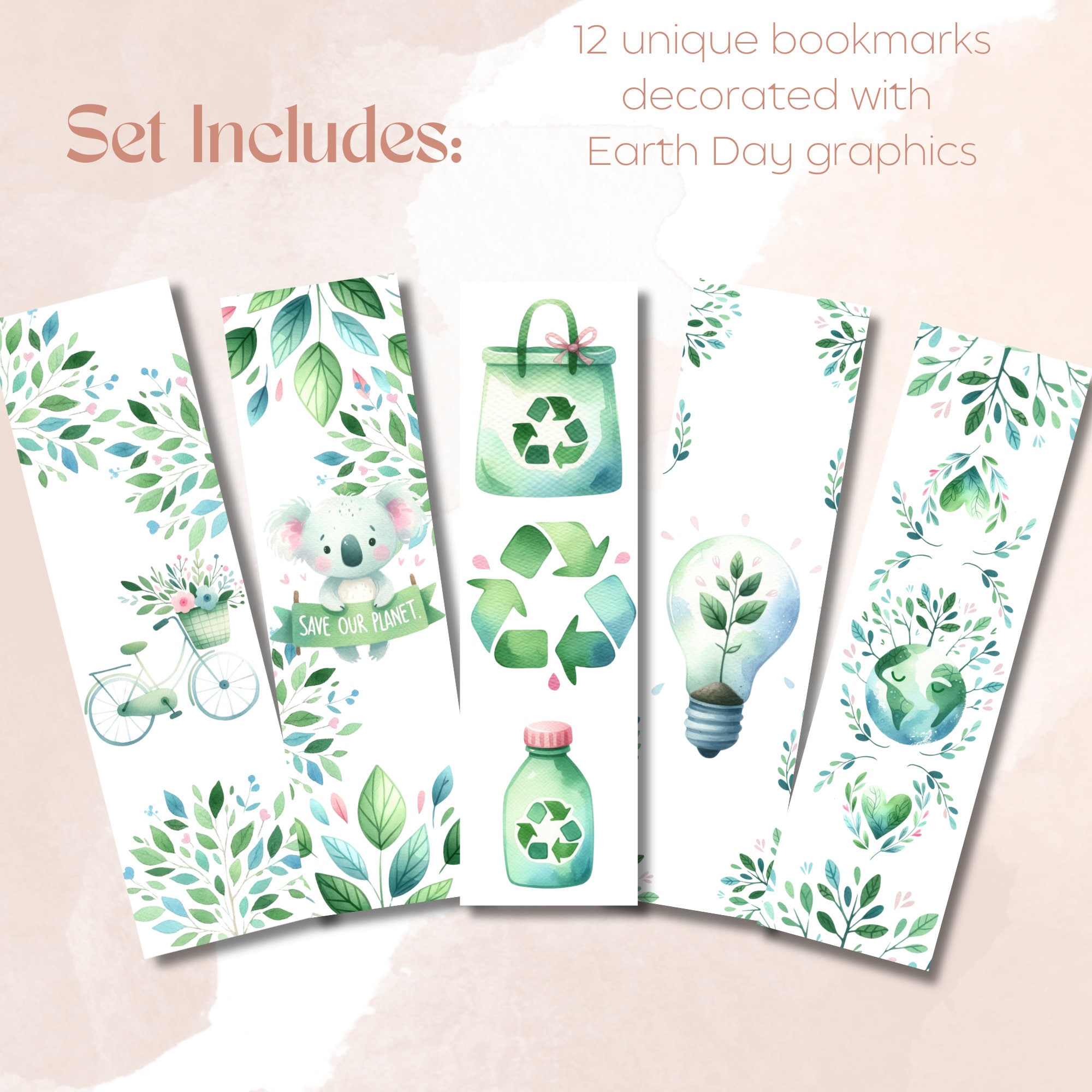 Earth Day Bookmarks: Conservation Theme, Set of 12 (PDF Download) - Etsy