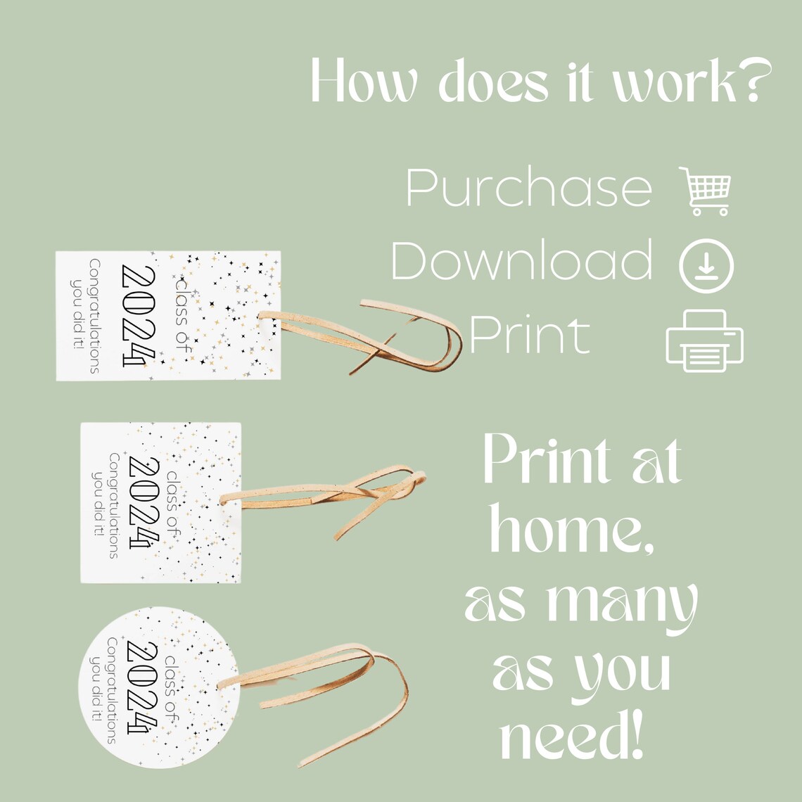 Class of 2024 Congratulations Printable Gift Tag Congrats Grad ...