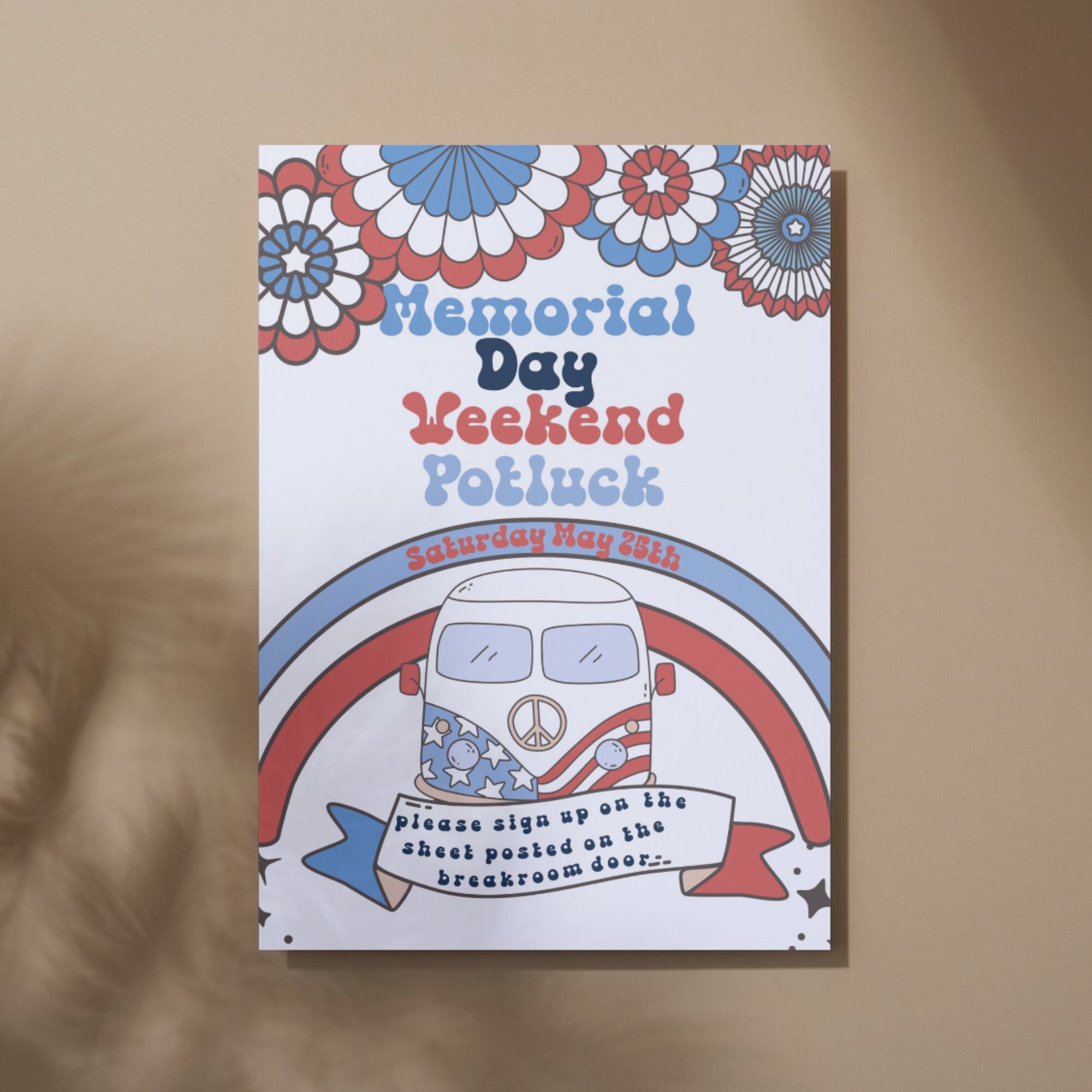 Memorial Day Potluck Poster & Sign-up Sheet (editable Template) - Etsy