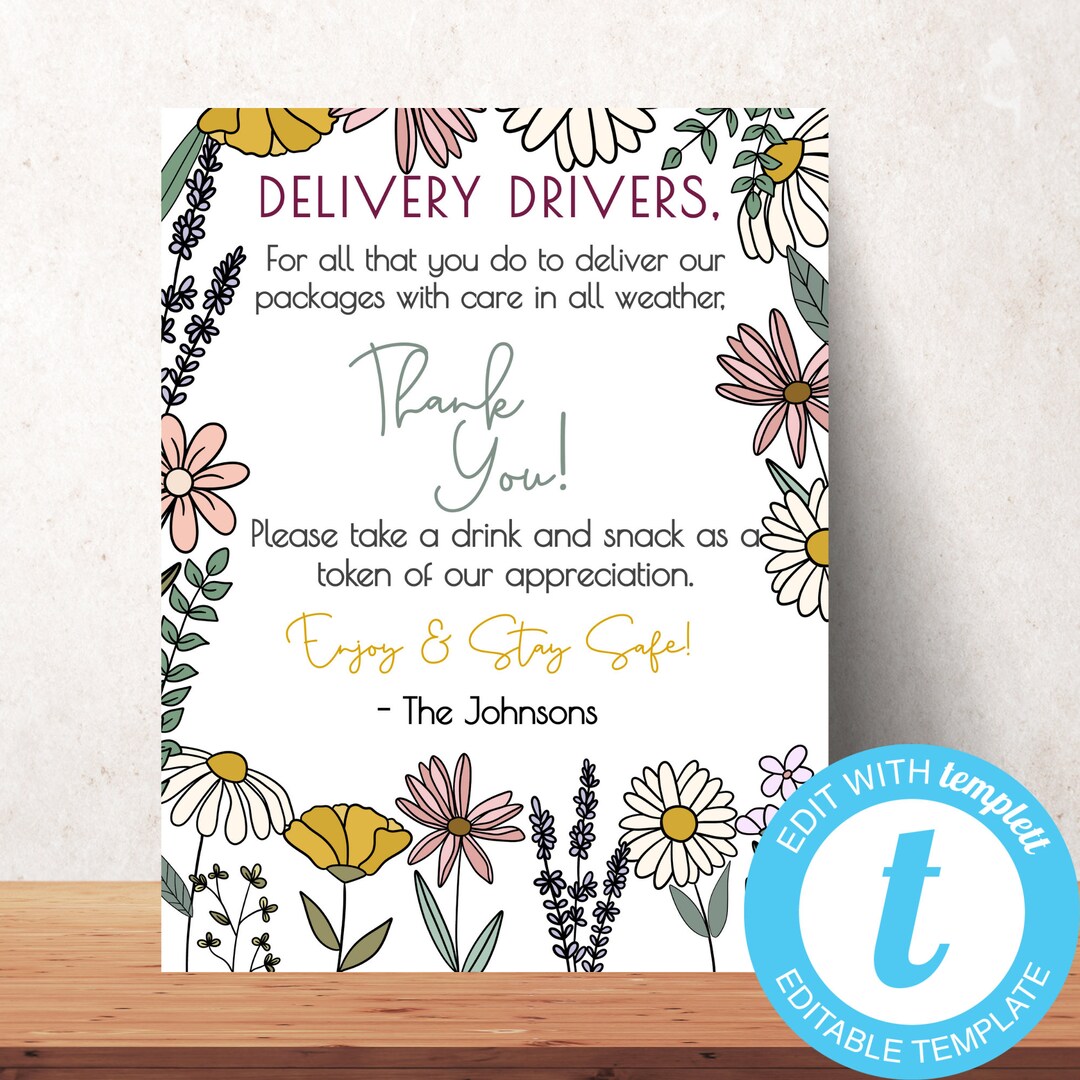 Delivery Driver Appreciation Customizable Sign | UPS Driver Gift ...