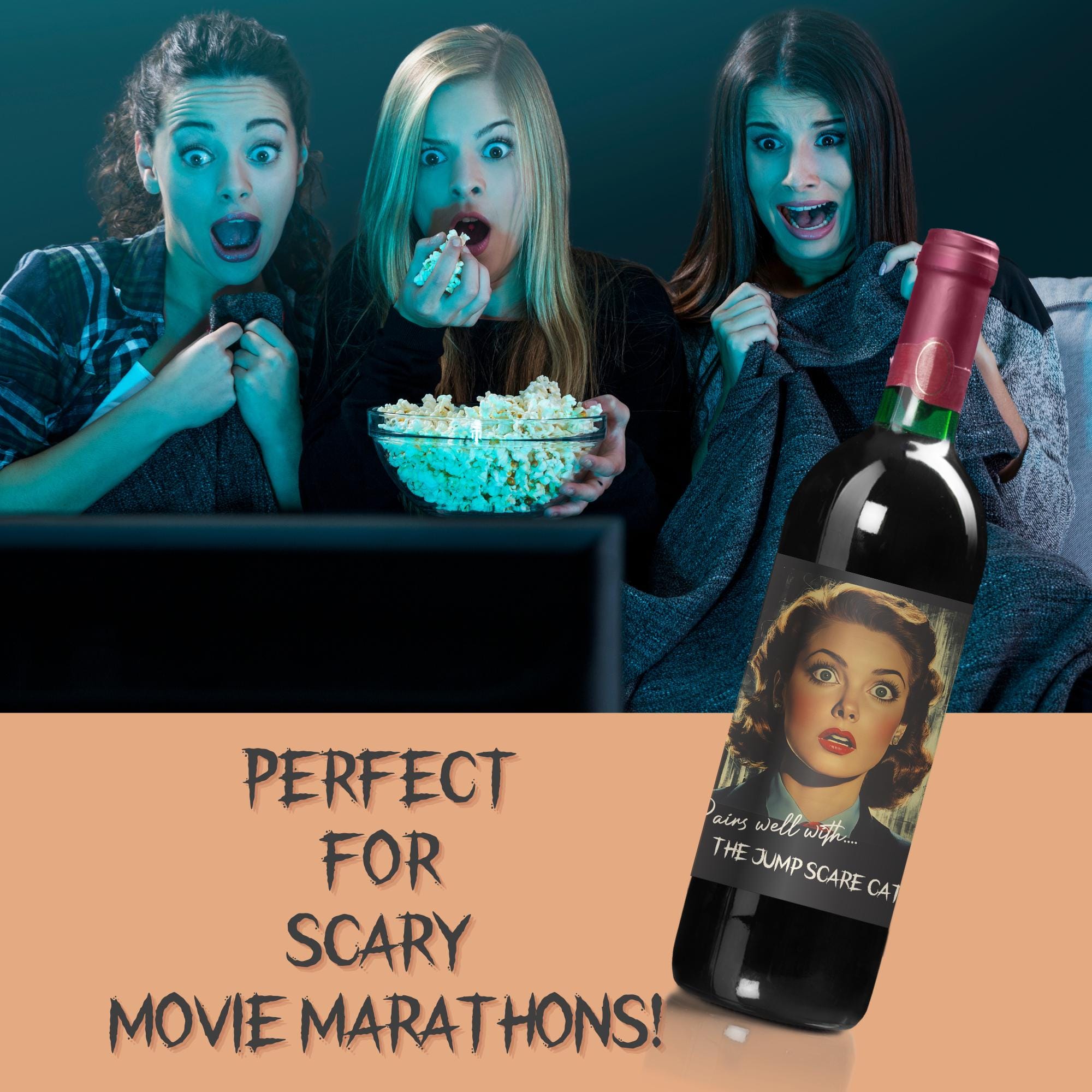 Vintage Scary Movie Wine Labels: Halloween Party Decor (instant ...