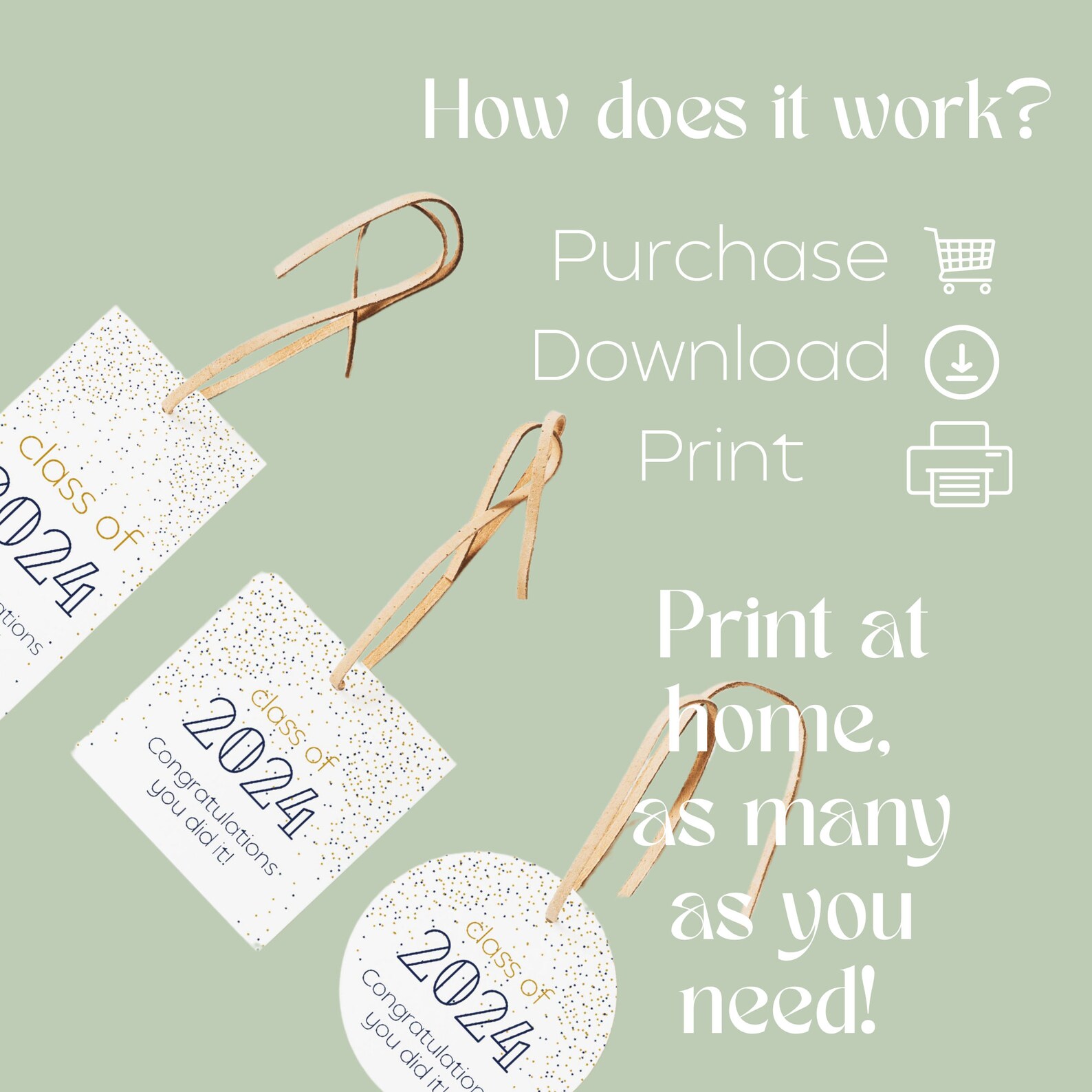 Class of 2024 Congratulations Printable Gift Tag Congrats Grad ...