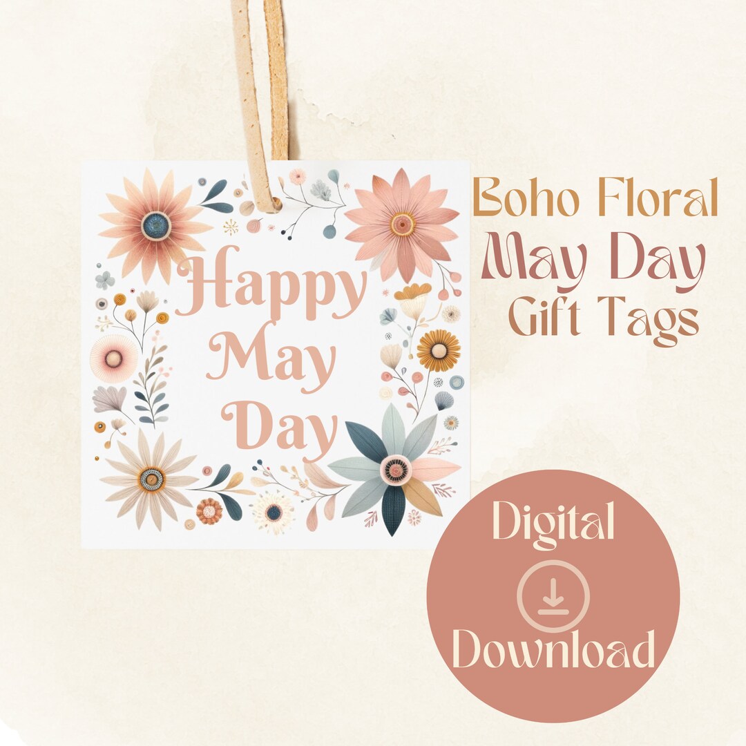 May Day Printable Gift Tags | Square Gift Tags | May Day Basket Tag ...