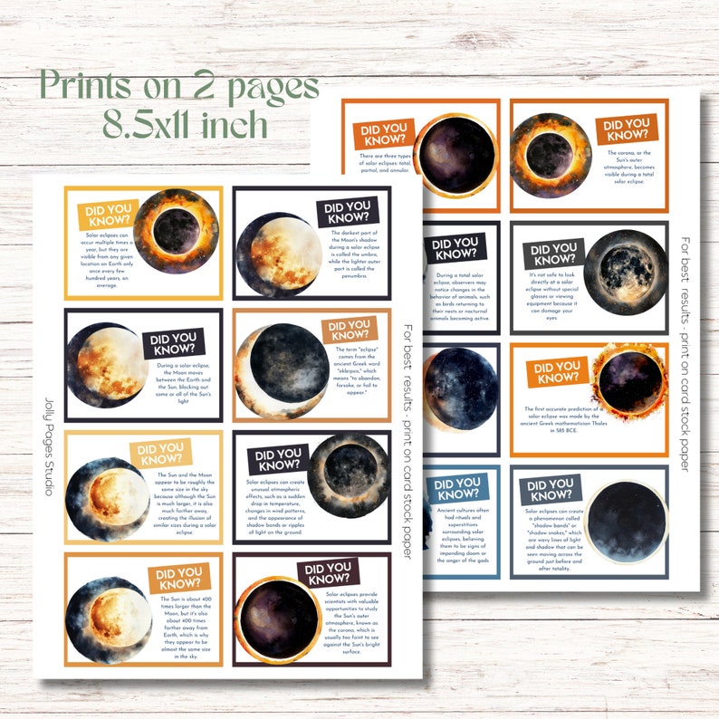 Solar Eclipse 2024 Facts Lunchbox Notes: 16 Unique Science Cards ...