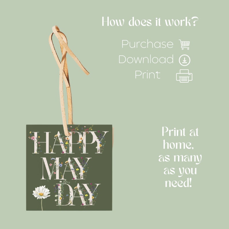 May Day Floral Gift Tags: Printable Basket Hang Tags (PDF) - Etsy