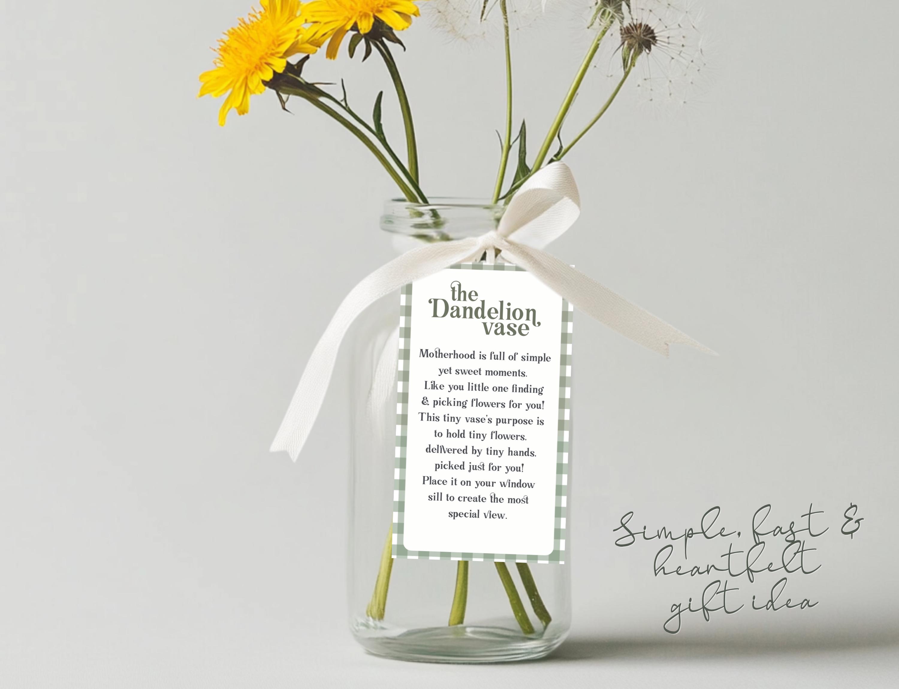 Editable Dandelion Vase Tag Template: Wildflower Gift for Mom ...