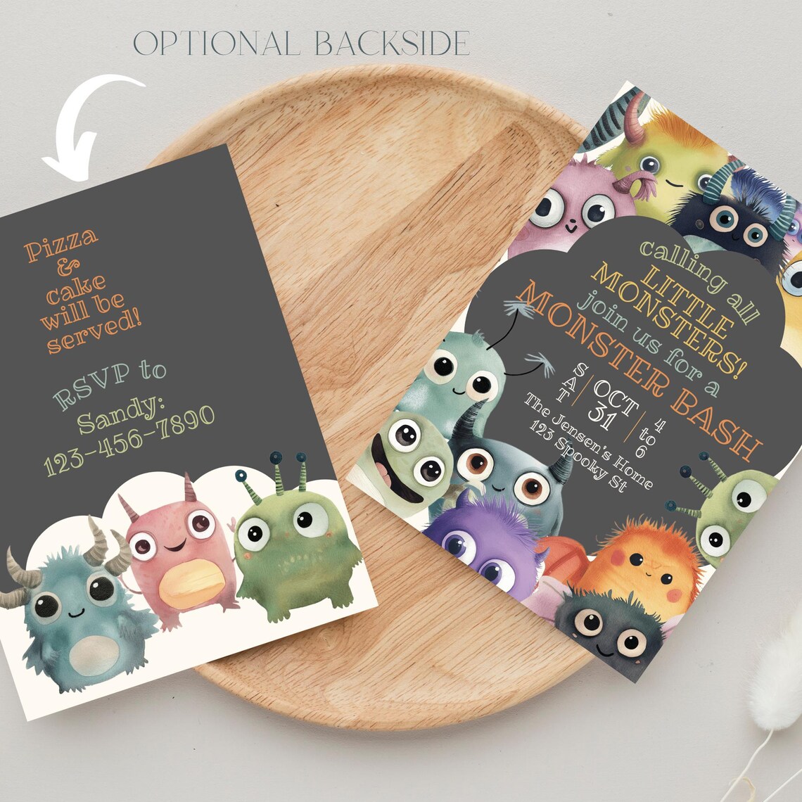 Cute Little Monsters Party Invitation Editable Template | Mobile Invite ...