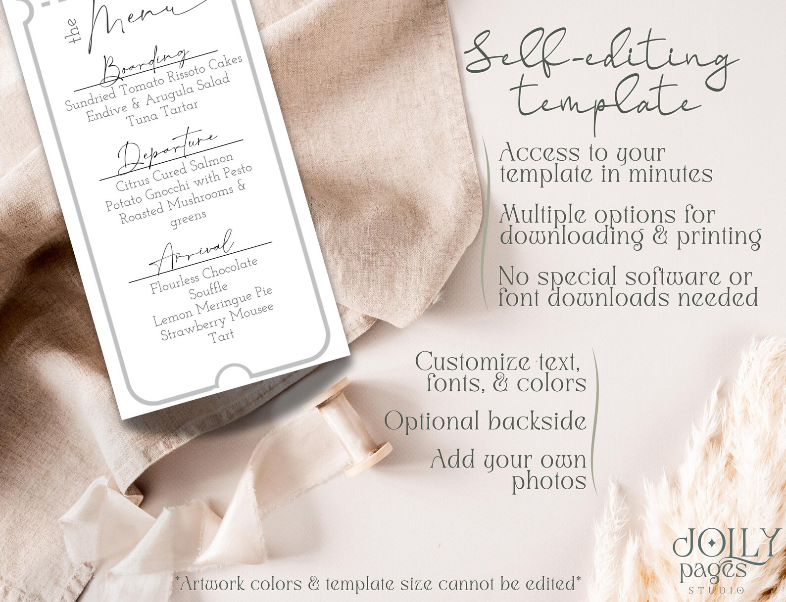 Boarding Pass Menu Card, Place Card, and Food Tent Set | Editable ...