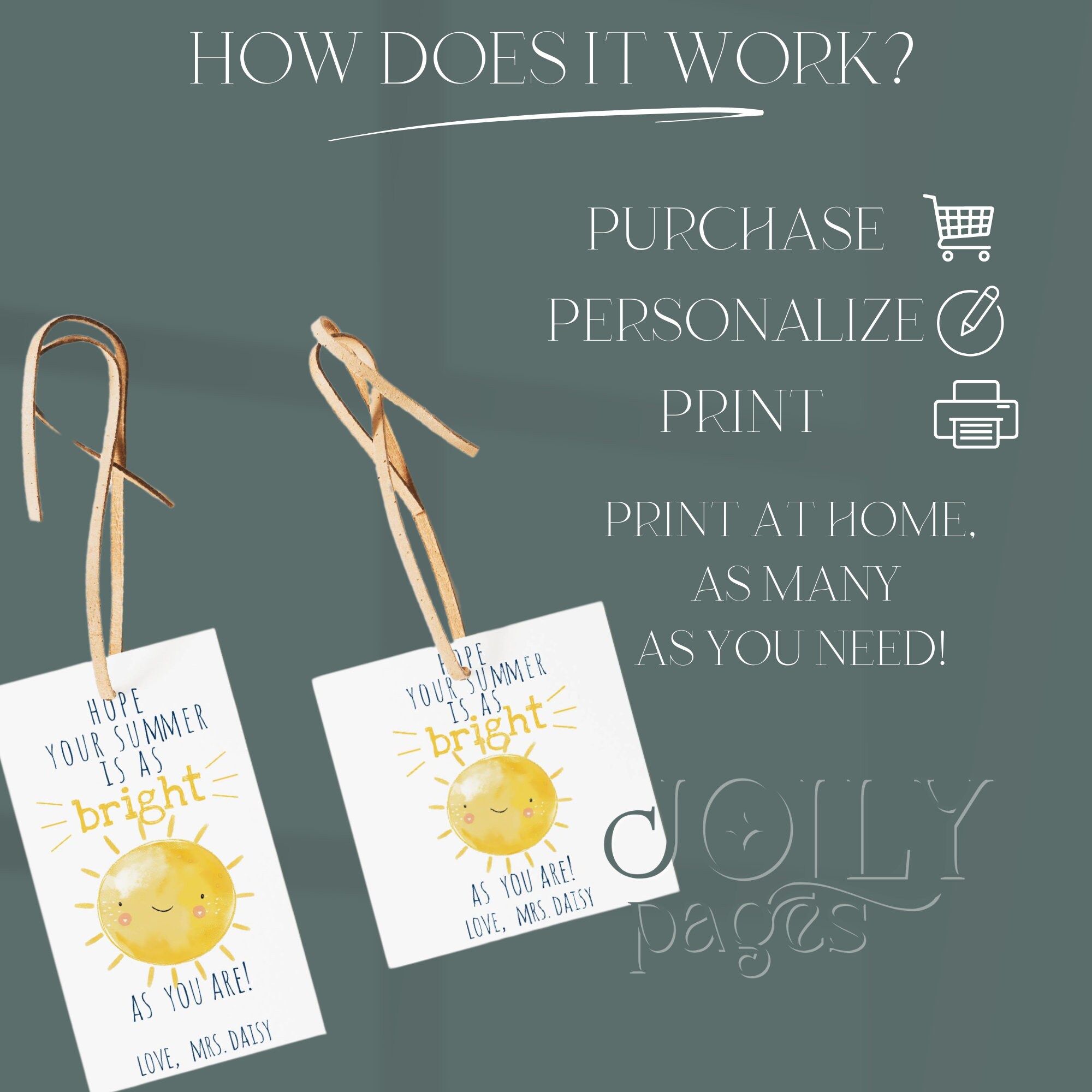 Bright Summer Sunglasses Gift Tag: End of School Year (digital Download ...