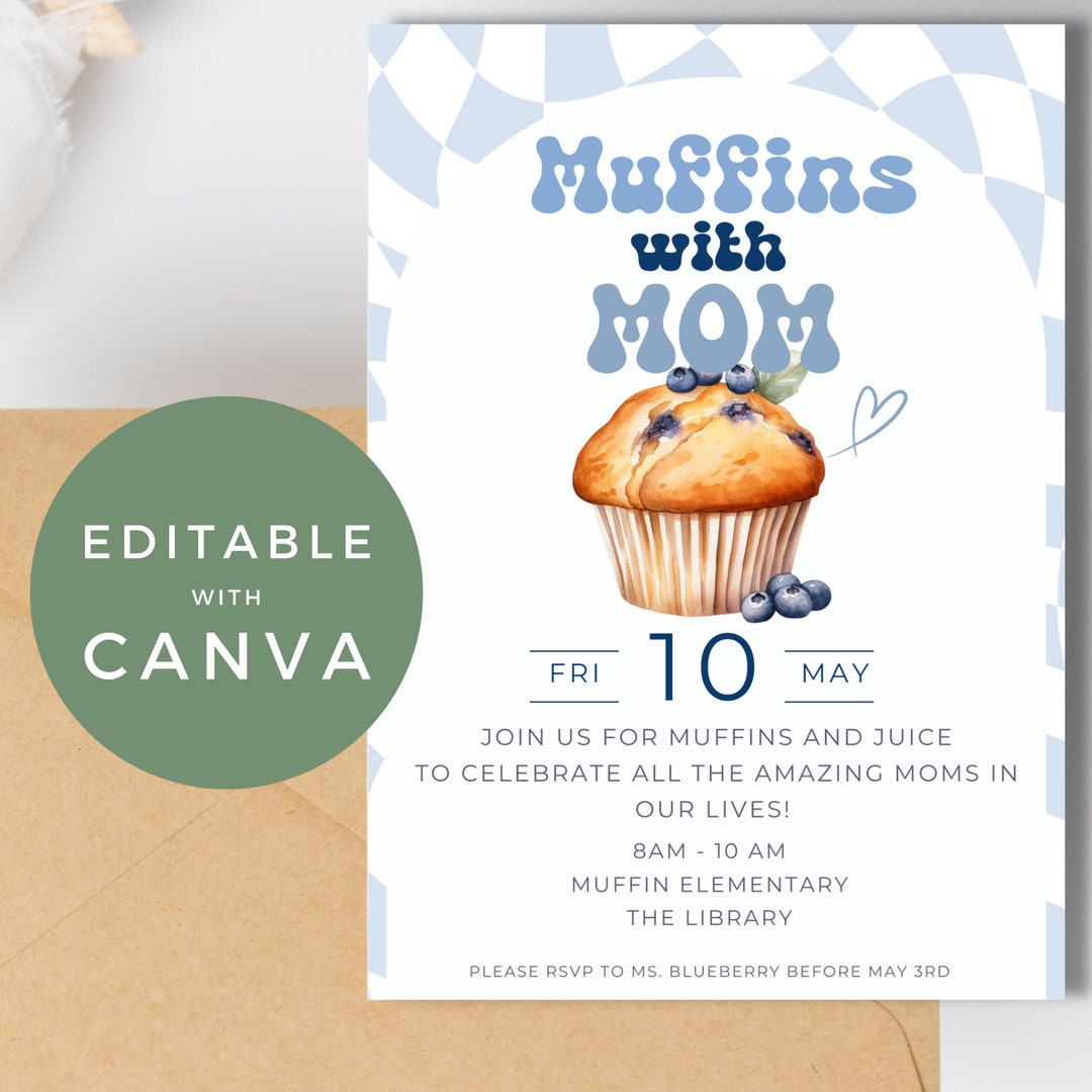 Muffins With Mom Invitation Template Bundle With RSVP Card & Poster ...