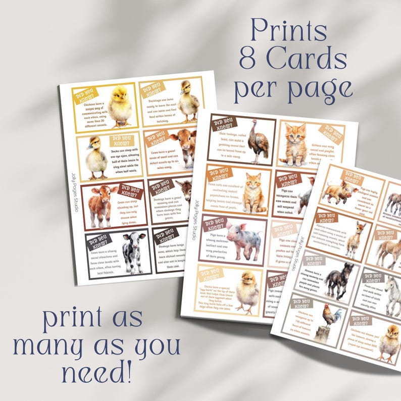 Farm Animal Facts Lunchbox Notes for Kids | Animal Facts for Kids | 24 ...