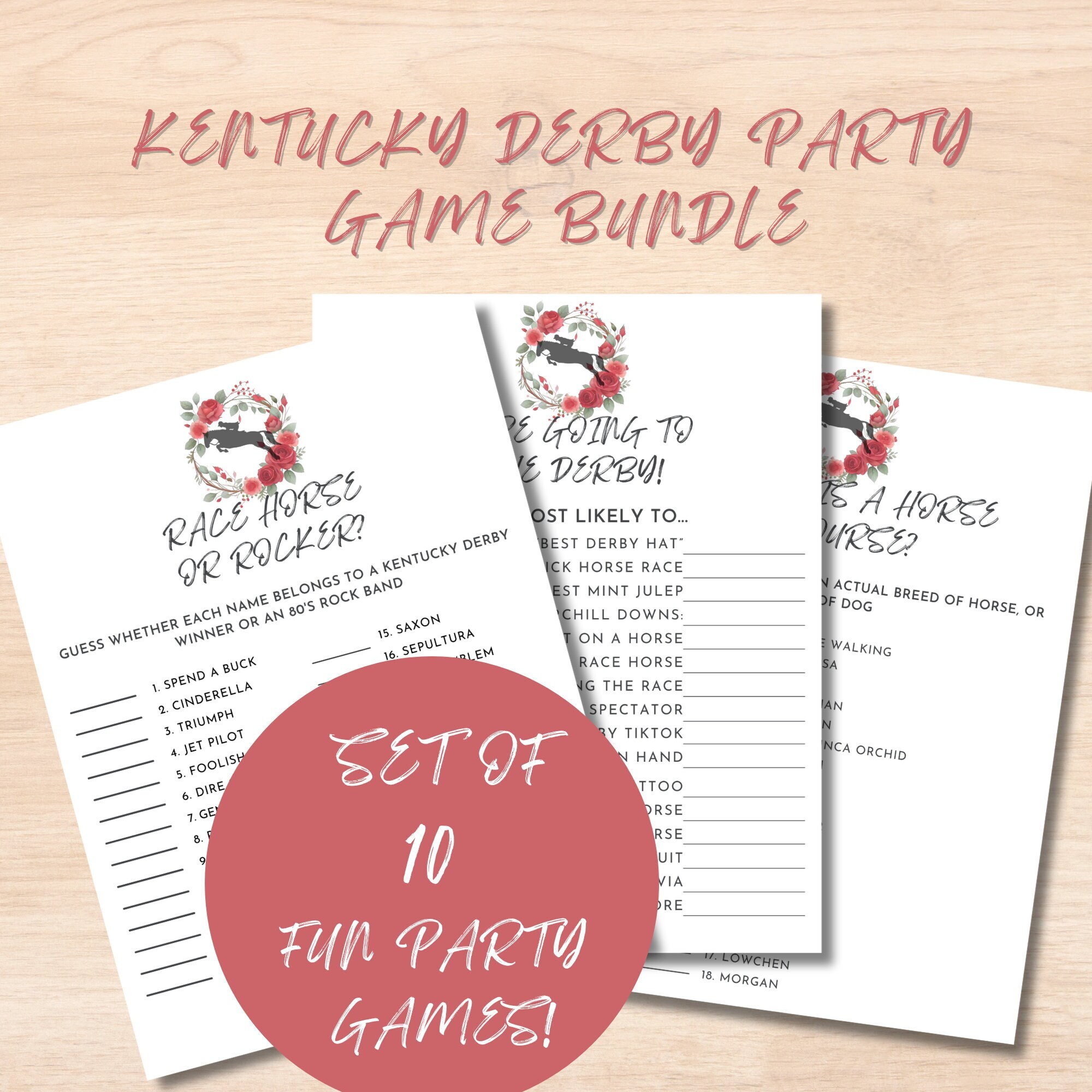 Kentucky Derby Party Printable Games Bundle | 10 Fun Games | Instant ...