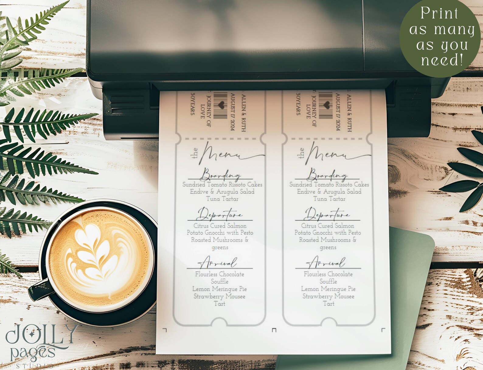 Boarding Pass Menu Card, Place Card, and Food Tent Set | Editable ...