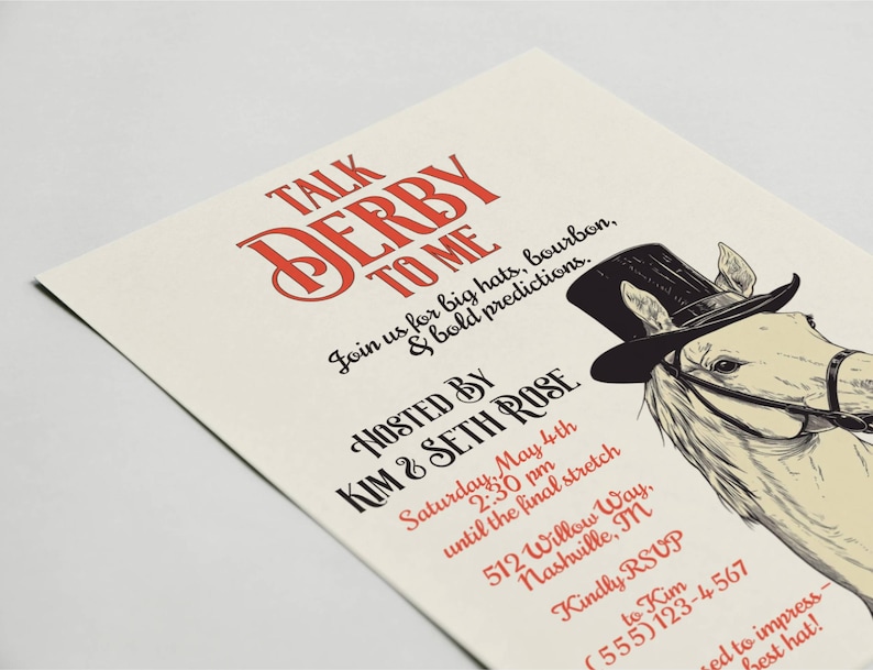 Printable Derby Party Invitation | "talk Derby to Me" Horse Racing ...