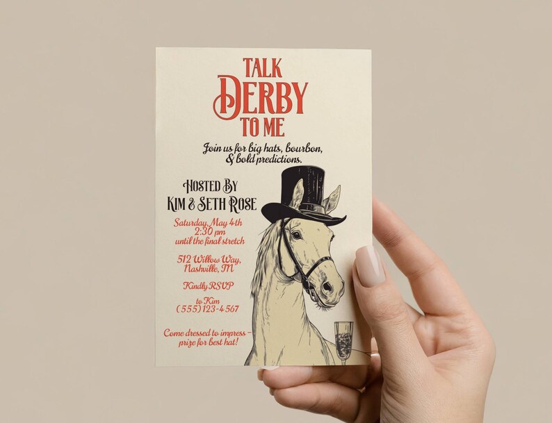 Printable Derby Party Invitation | "talk Derby to Me" Horse Racing ...