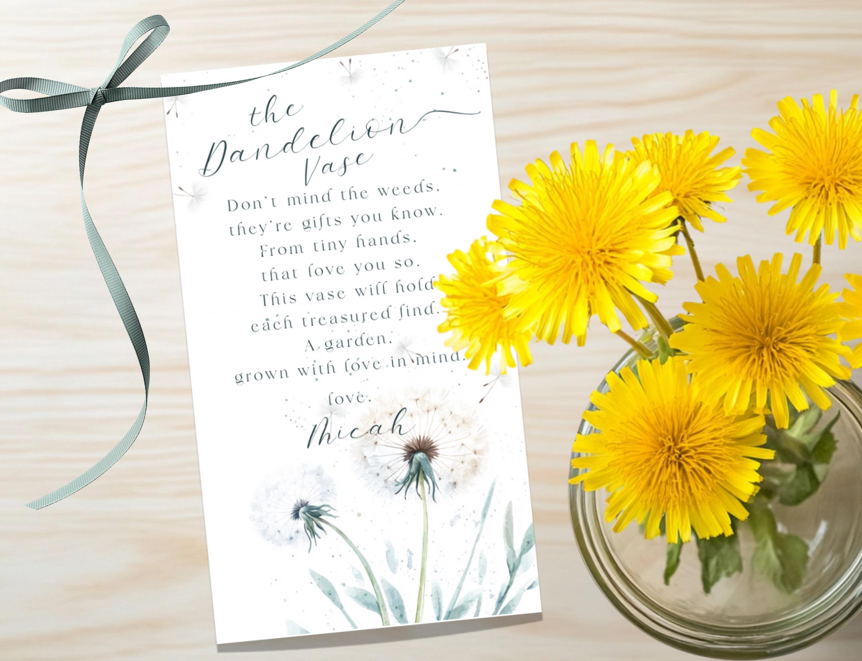 Editable Dandelion Vase Tag Template: Tiny Hands Poem (digital Download ...