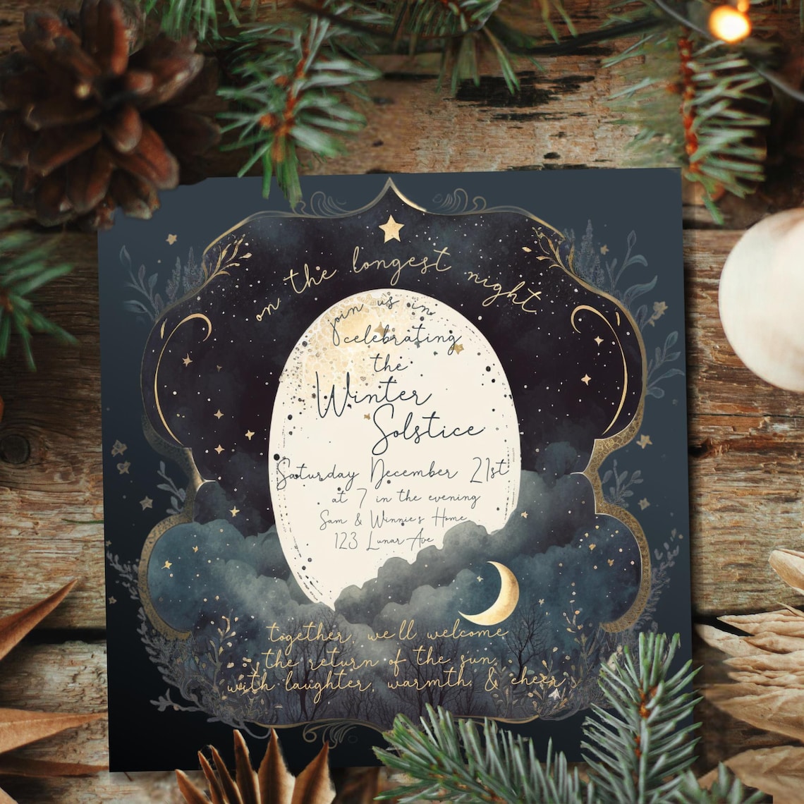 Winter Solstice Party Invitation Template | Longest Night Celebration ...