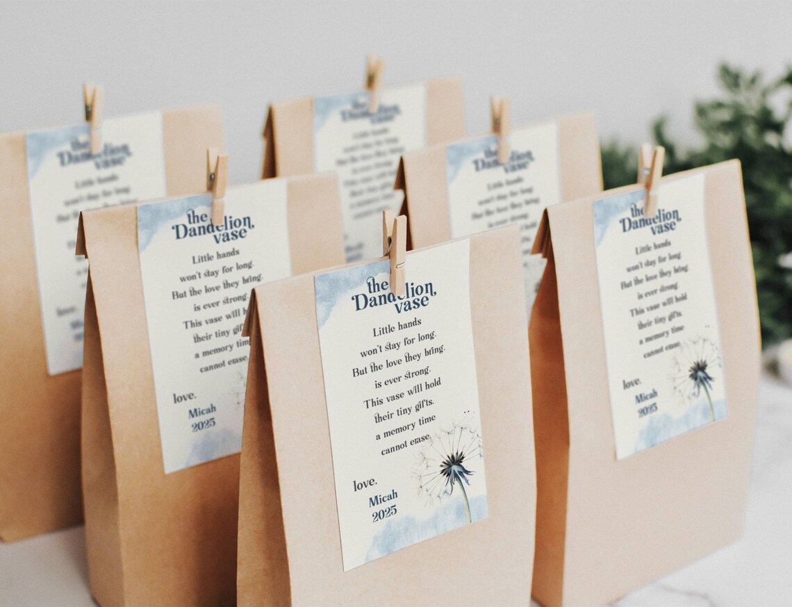 Editable Dandelion Vase Tag Template: Wildflower Bouquet Gift ...