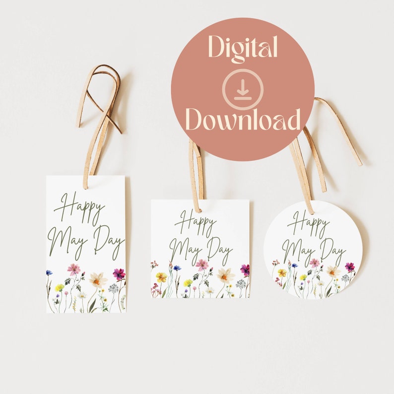 May Day Gift Tags: Floral Printable Basket Tags (digital Download) - Etsy