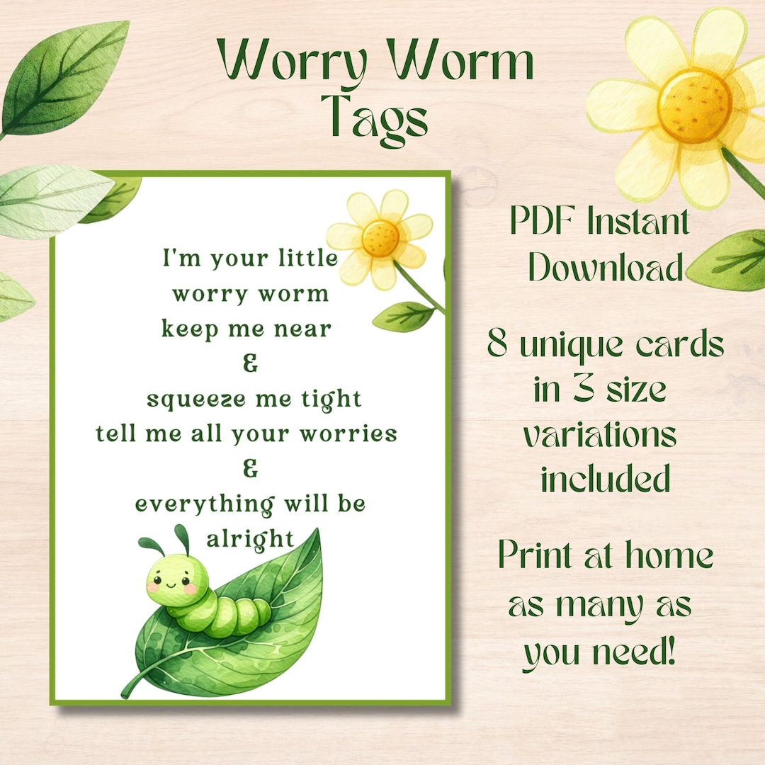 Crochet Worry Worm Tag Printable: Homemade Craft Label (PDF) - Etsy