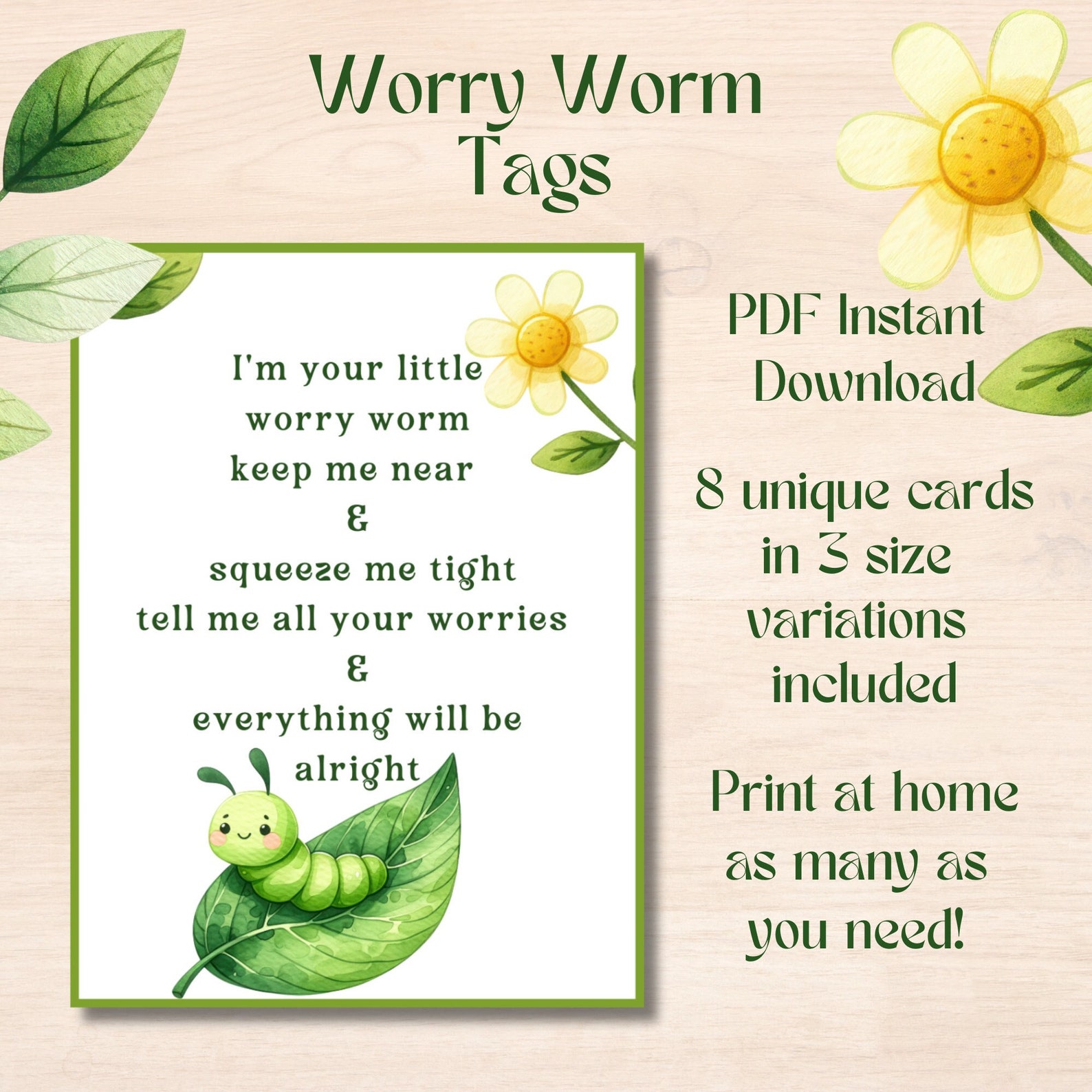 Crochet Worry Worm Tag Printable: Homemade Craft Label (PDF) - Etsy