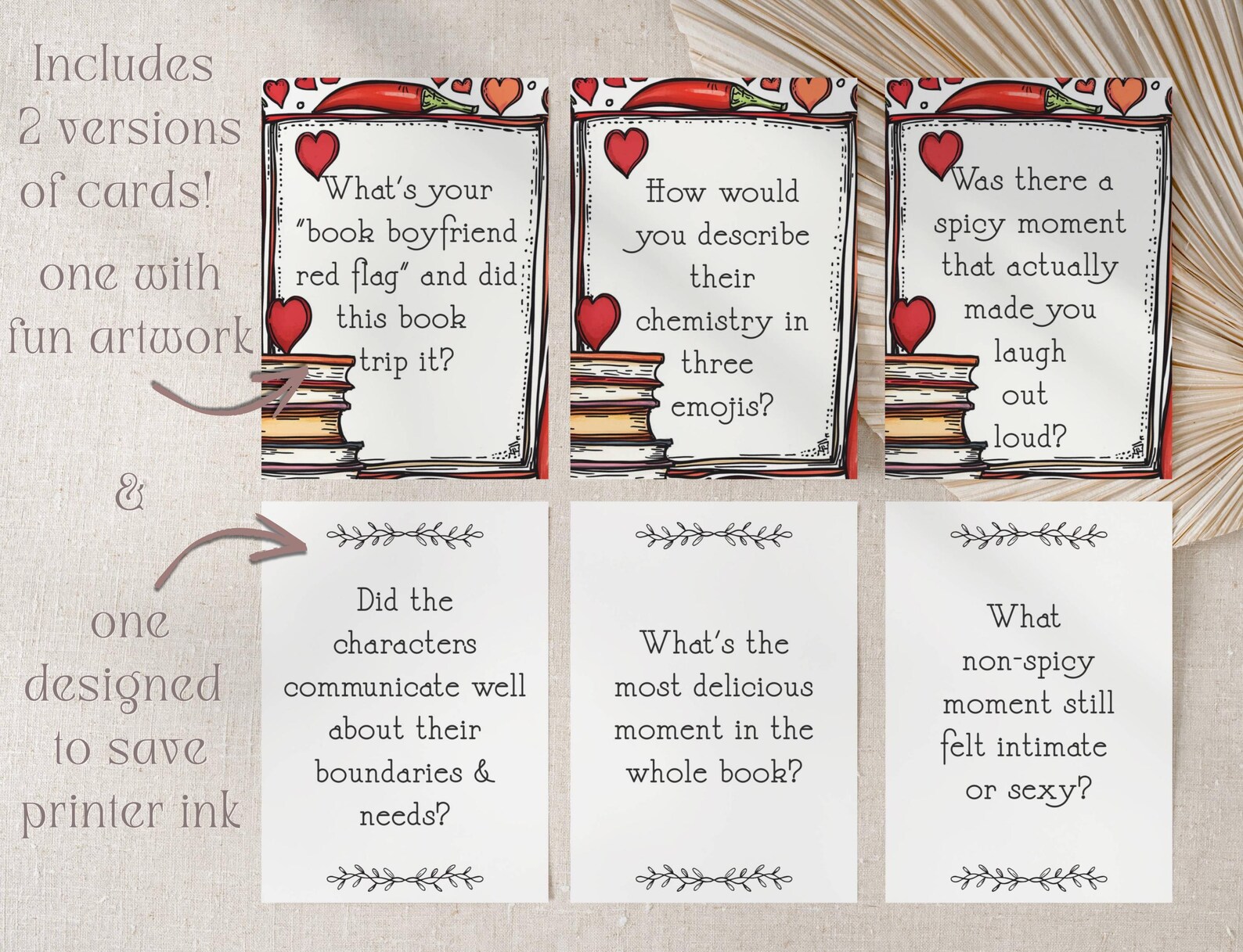 Spicy Romance Book Club Discussion Cards | Printable Conversation ...