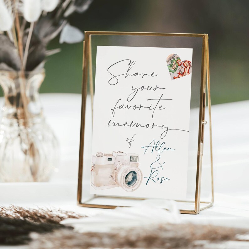 Anniversary Party Share a Memory Sign & Card Set | Editable Printable ...