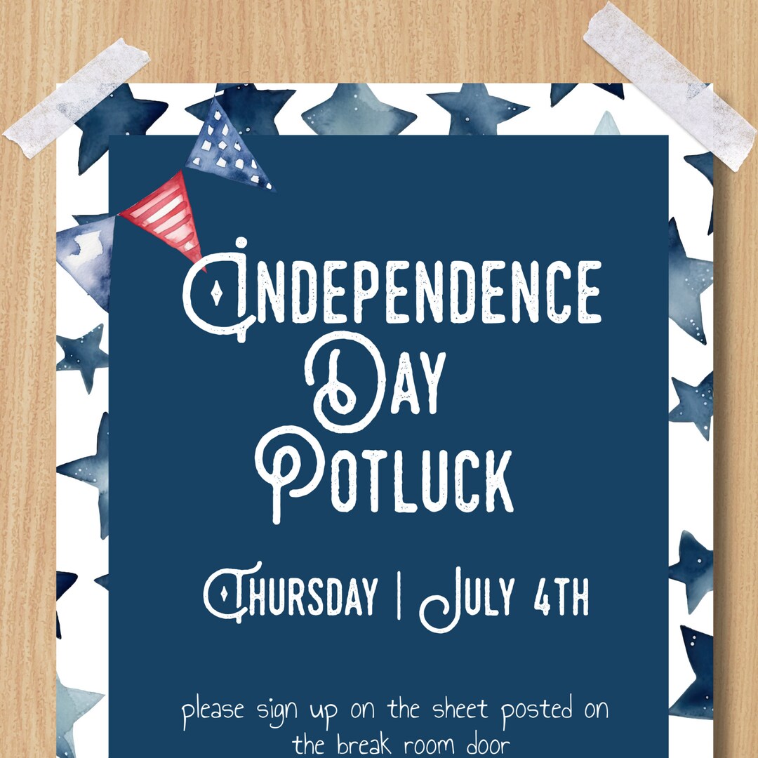 4th July Potluck Sign up | Watercolor USA Poster | Classic Independence ...