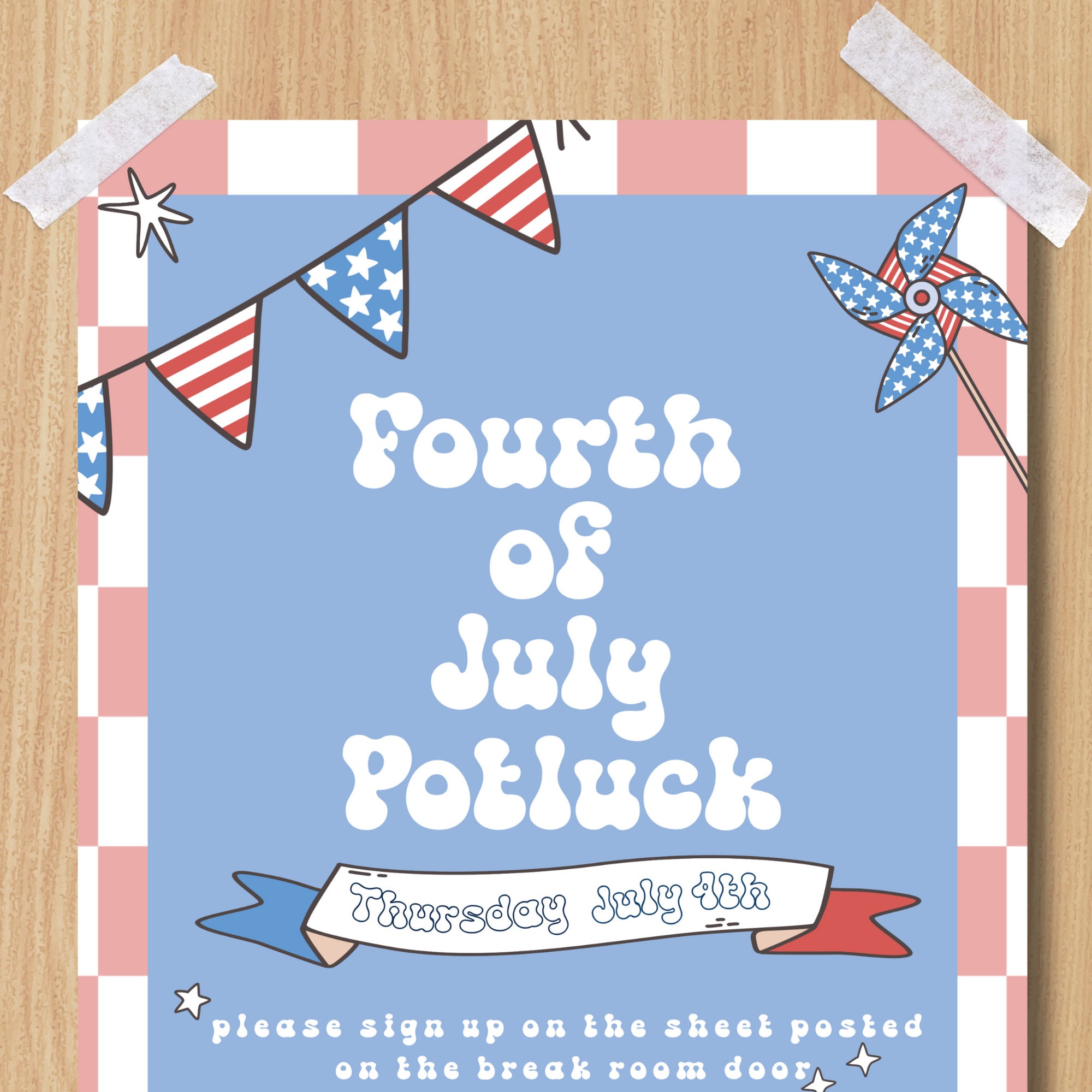 Independence Day Potluck Editable Flyer & Sign up Sheet | Fourth of ...