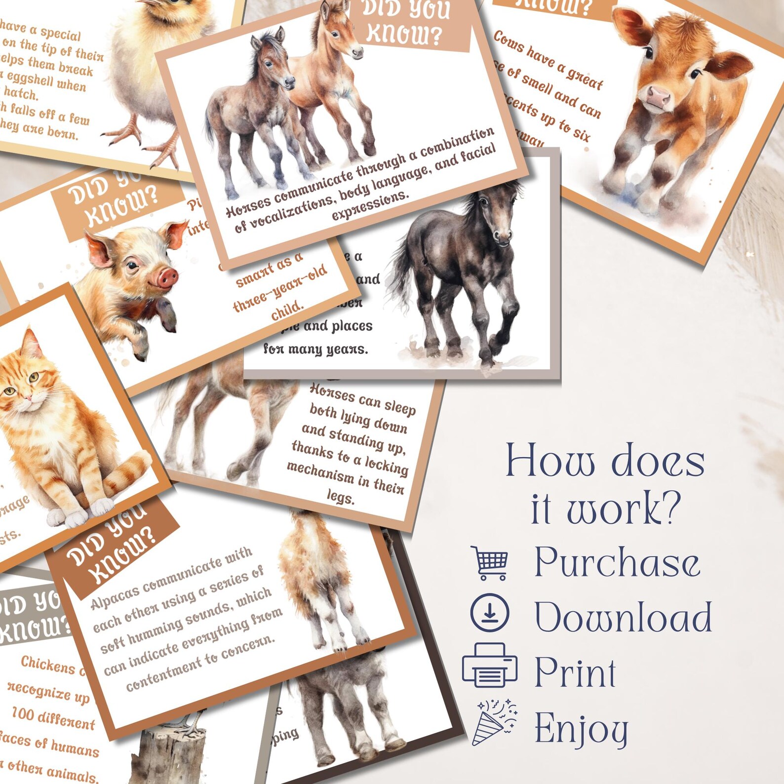 Farm Animal Facts Lunchbox Notes for Kids | Animal Facts for Kids | 24 ...