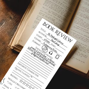 Printable Book Review Card: Minimalist Reader Tracker (digital Download ...