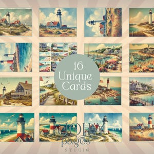 Coastal Summer Printable Postcards | Set of 16 Postcards | Instant ...