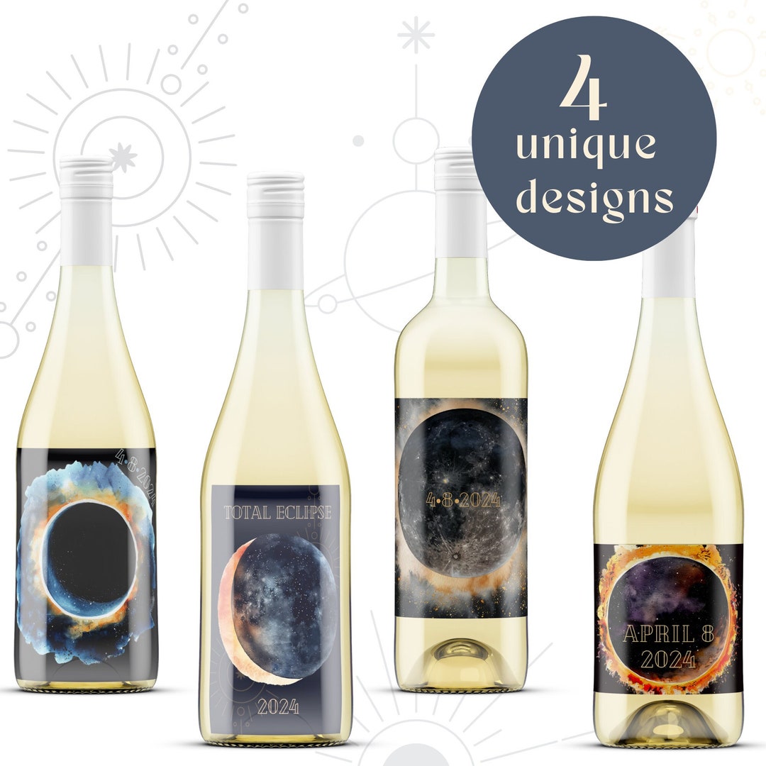 Title: Solar Eclipse 2024 Printable Wine Labels Viewing Party Instant ...