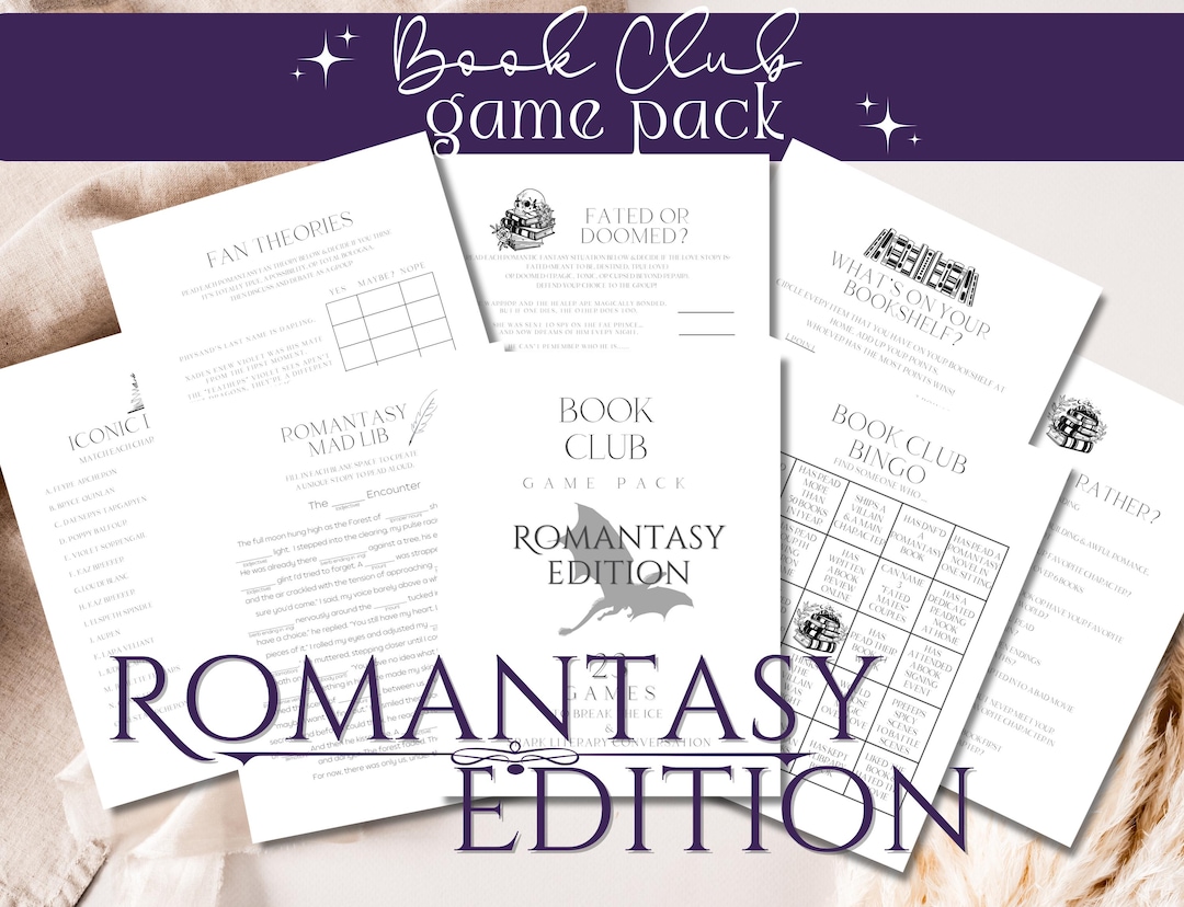 Romantasy Book Club Game Pack: Printable Party Games (instant Download ...