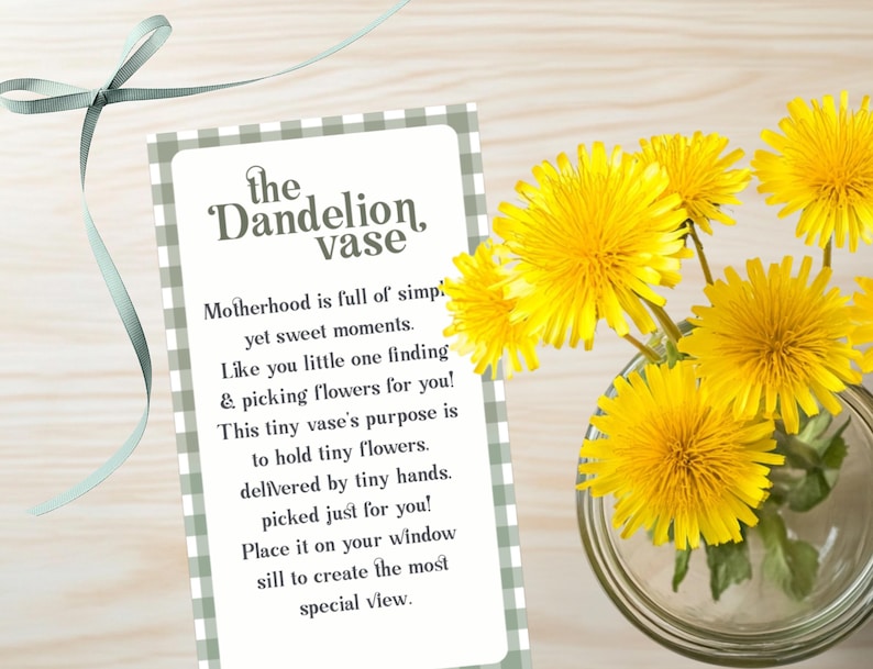 Editable Dandelion Vase Tag Template: Wildflower Gift for Mom ...