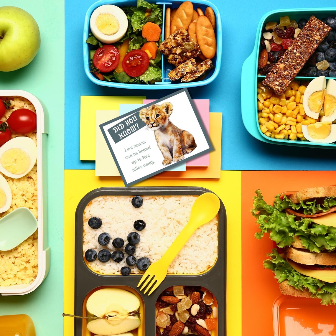 Animal Facts Lunchbox Notes for Kids: 184 Printable Cards (digital ...