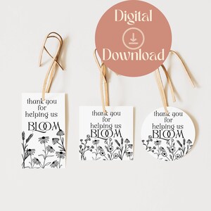 Teacher Appreciation Gift Tags: Wildflower Bloom, Thank You (digital ...