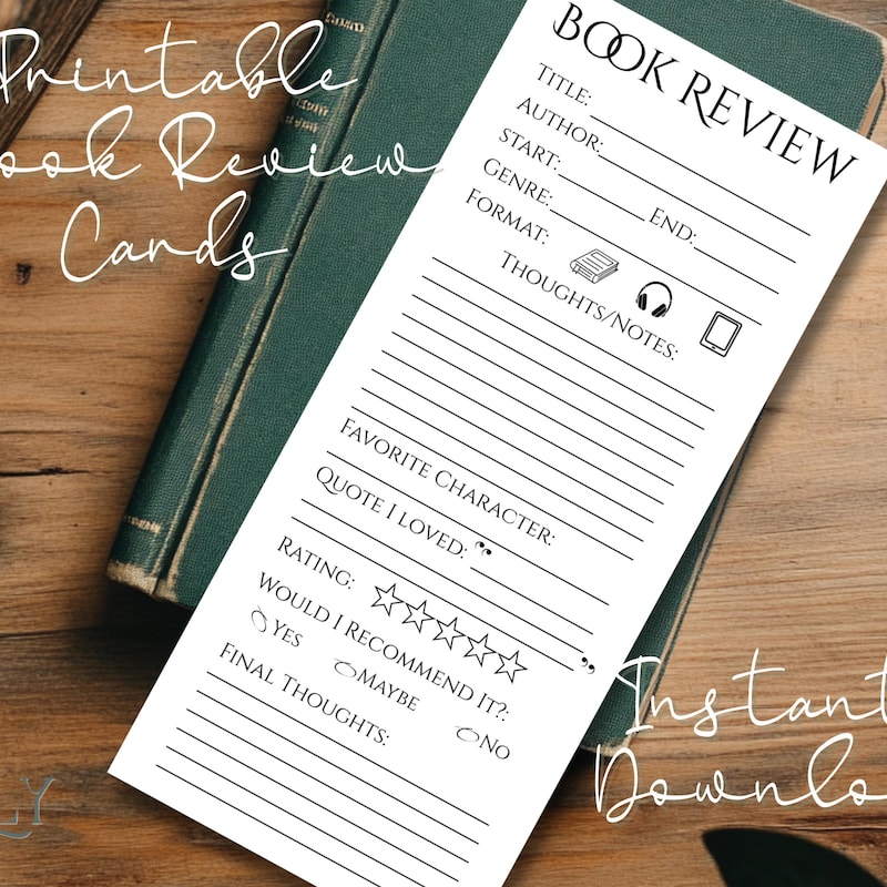 Book Review Card Download - Etsy
