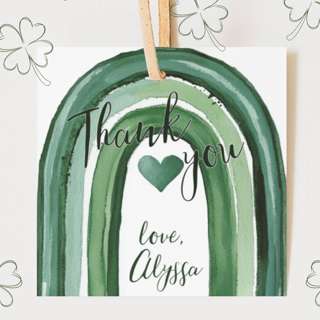 St. Patrick’s Day Rainbow Gift Tag | Printable Thank You | Editable St ...