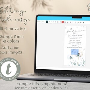 Editable Dandelion Vase Tag Template: Tiny Hands Poem (digital Download ...
