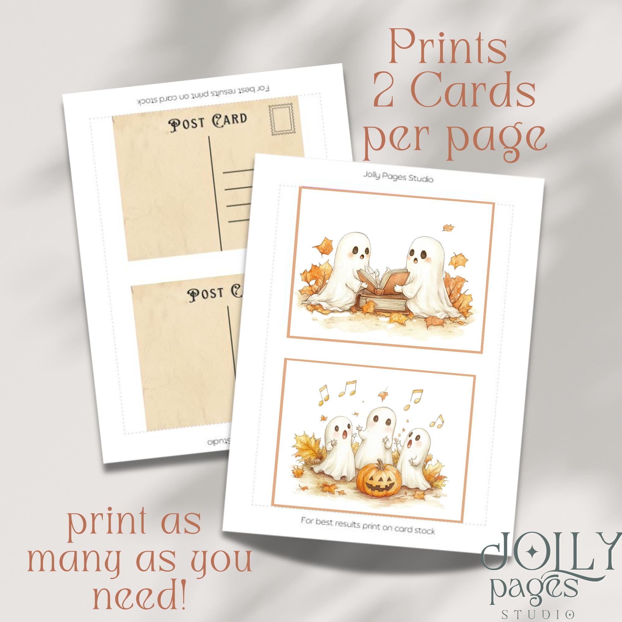 Adorable Ghost Halloween Printable Postcards | Set of 16 Postcards ...